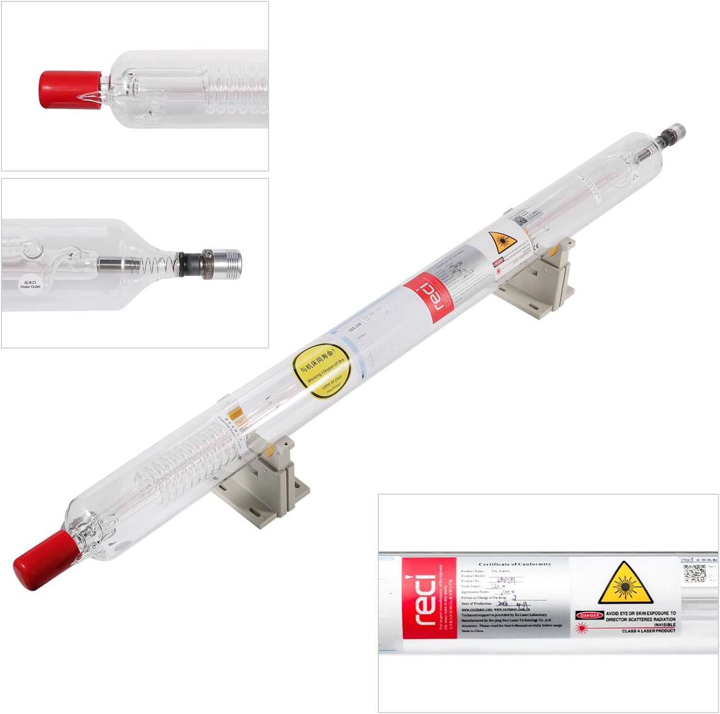 Laser CO₂ 100/130W Reci W4 (longueur 1450mm Ø80mm) - Engrav